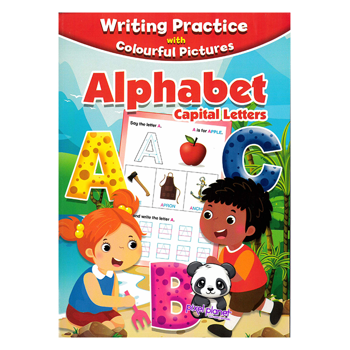 Writing Practice with Col Pic. Alphabet Cap. Letters - Pixel Planet