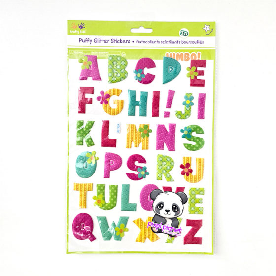 Puffy Glitter Stickers Letters - Pixel Planet
